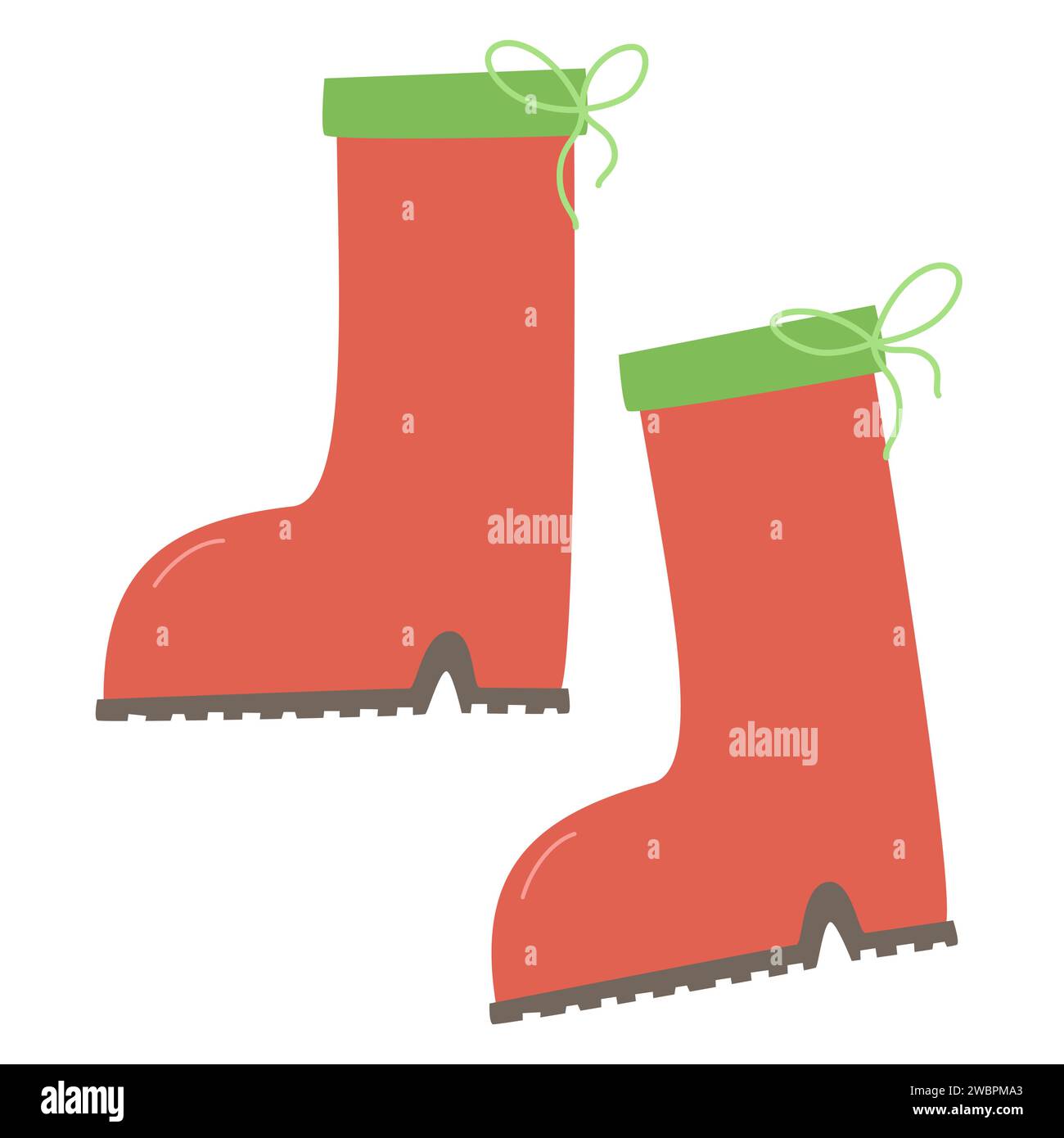 Red high clean rubber boots. Gardening, autumn. Vector illustration in ...