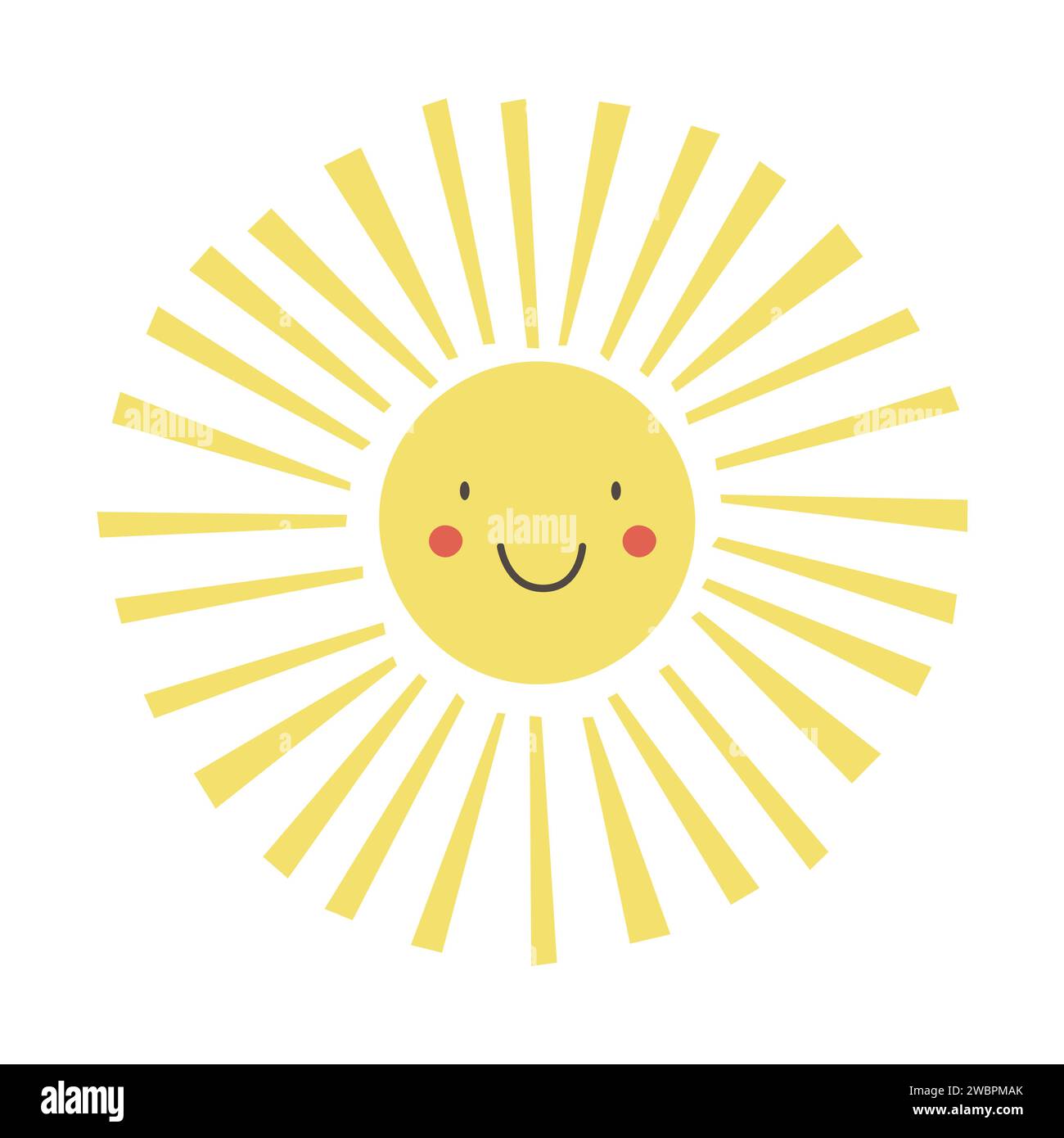 Positive sun vector illustration in flat style. Sticker sun emoticon ...