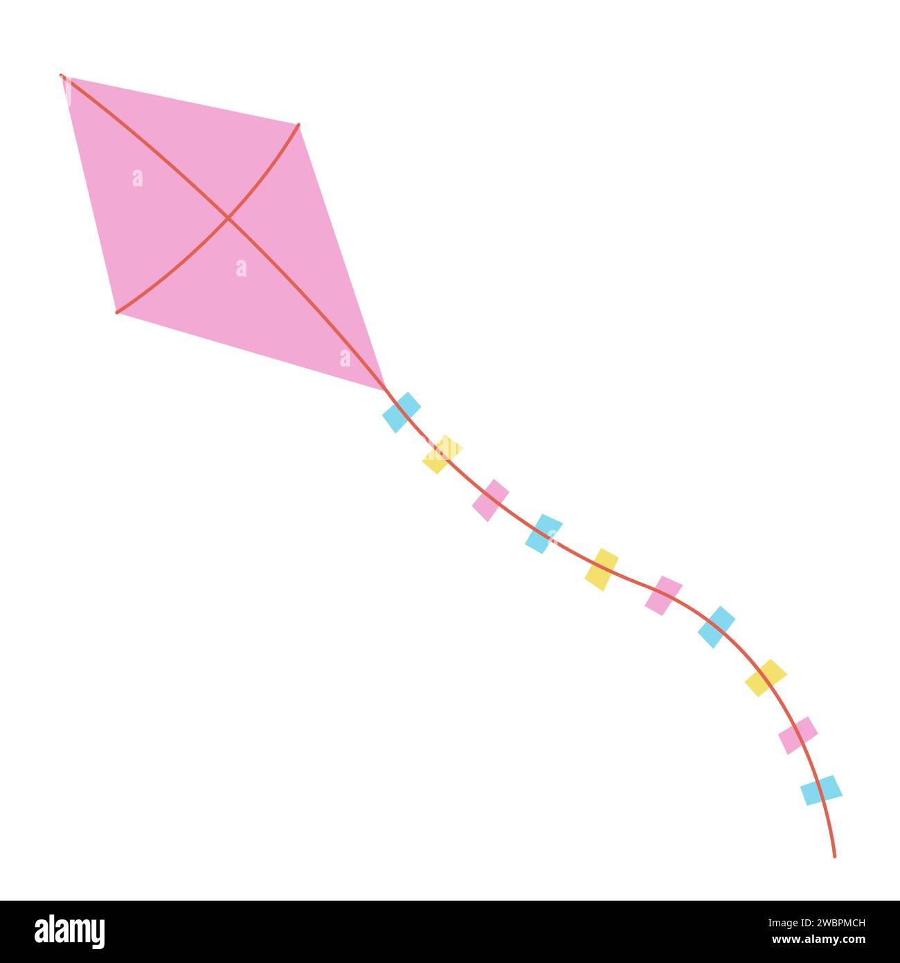 Colorful kite vecor illustration. Flat kite icon. Pink kite isolated on ...