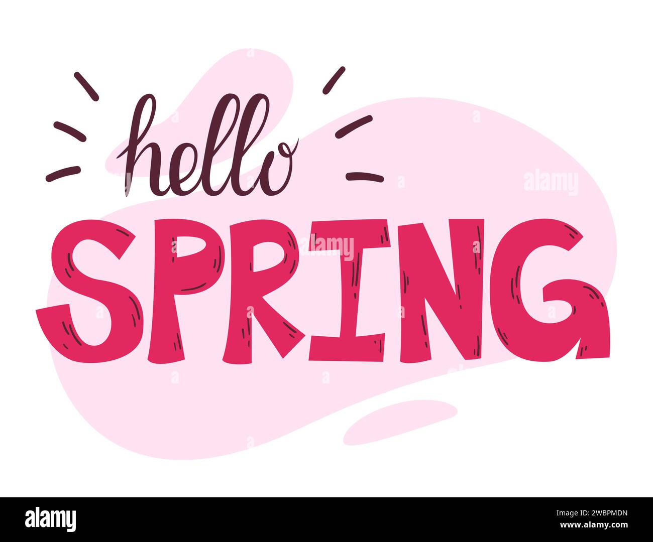 Hello spring lettering. Vector handwritten typography. Doodle ...