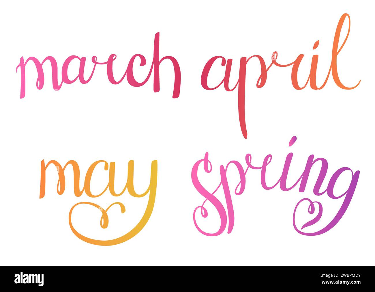 Spring lettering in gradient. Spring months march, april and may ...