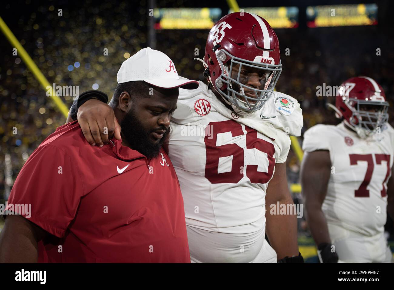Alabama Crimson Tide offensive lineman JC Latham (65) walks off the ...