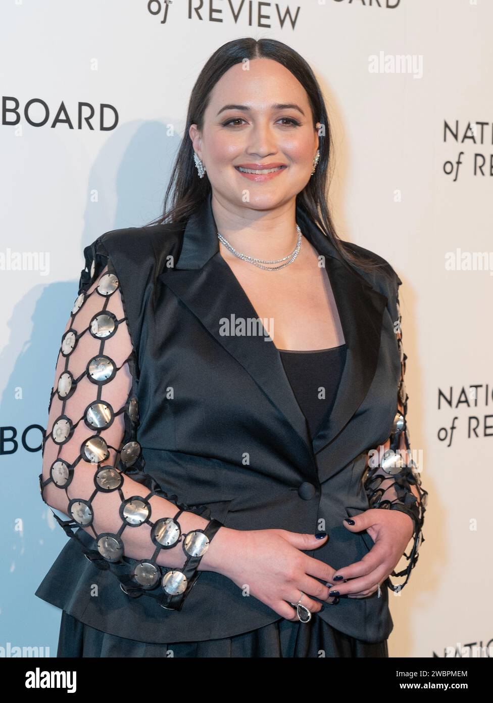 New York, USA. 11th Jan, 2024. Lily Gladstone wearing dress by Batsheva ...