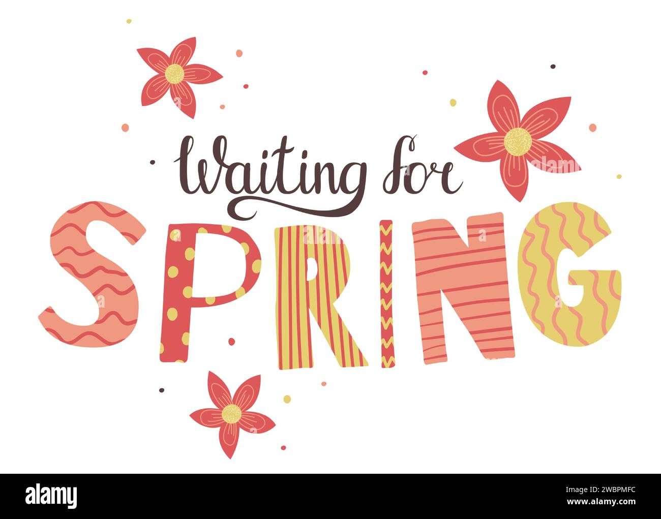 Waiting for spring lettering. Vector handwritten typography ...
