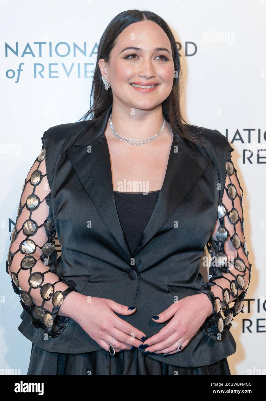 New York, USA. 11th Jan, 2024. Lily Gladstone wearing dress by Batsheva ...