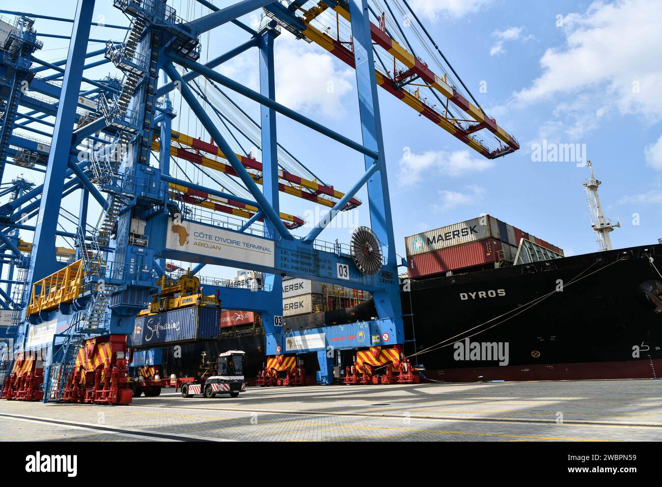 Abidjan, Cote d'Ivoire. 11th Jan, 2024. A cargo ship is seen at a wharf ...