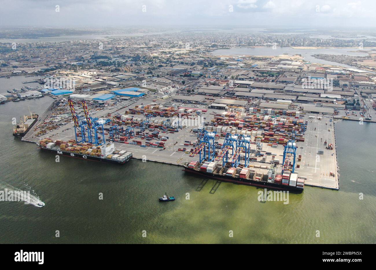 Abidjan. 11th Jan, 2024. An aerial drone photo taken on Jan. 11, 2024 ...