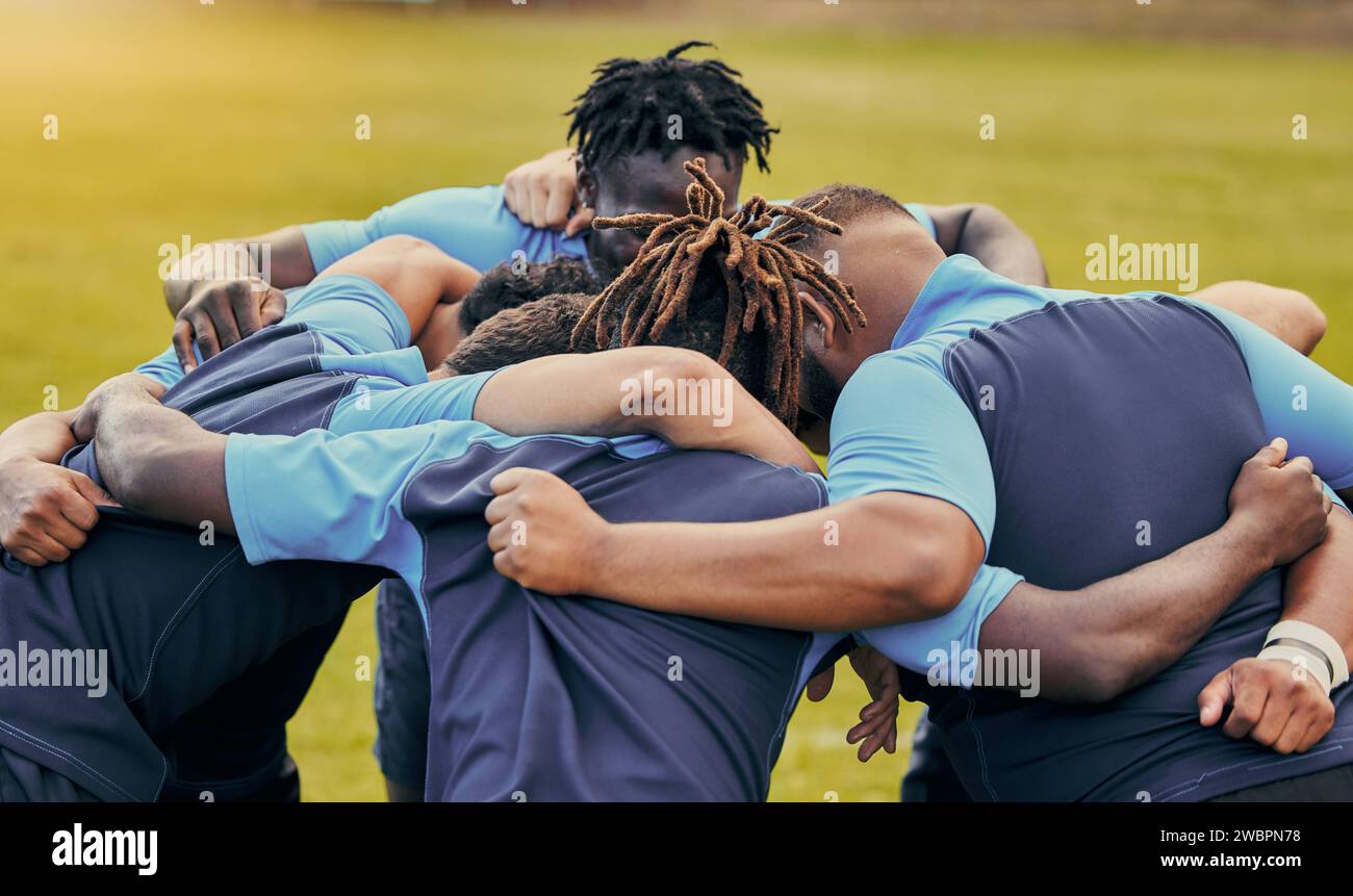 Diversity, team and men huddle in sports for support, motivation or ...