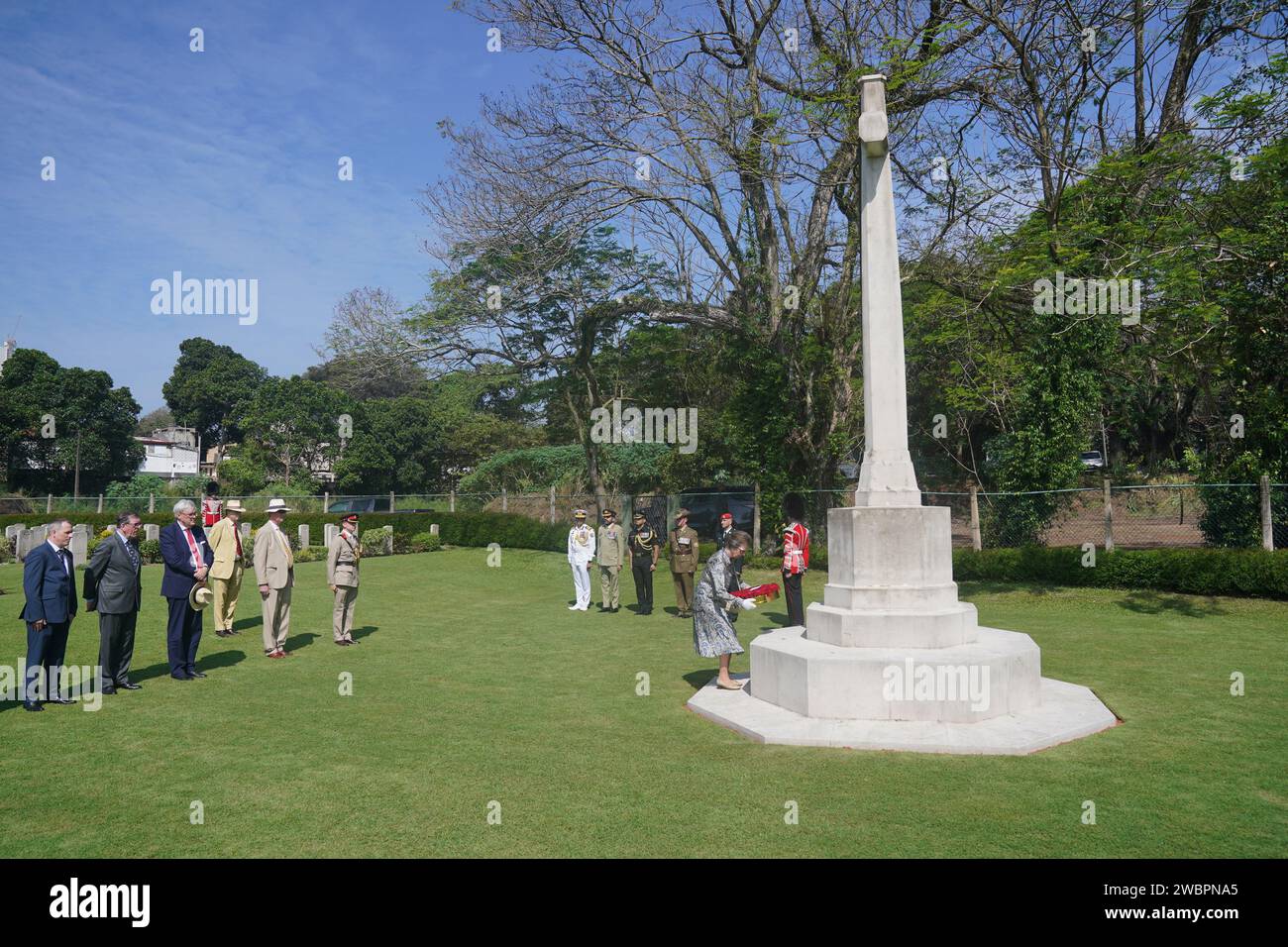 The Princess Royal lays a wreath during a visit to Commonwealth War ...