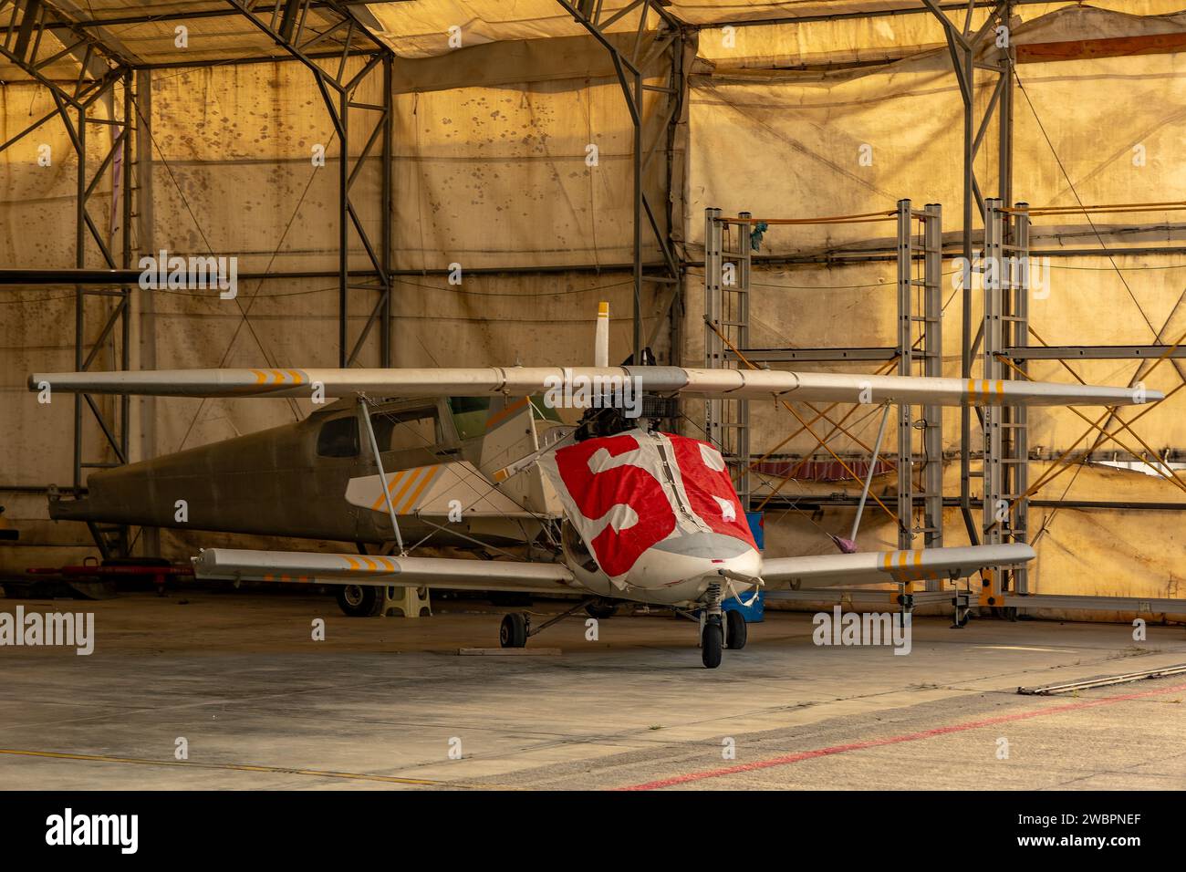 A commercial airplane parked at the Natvataki Airport, Georgia Stock ...