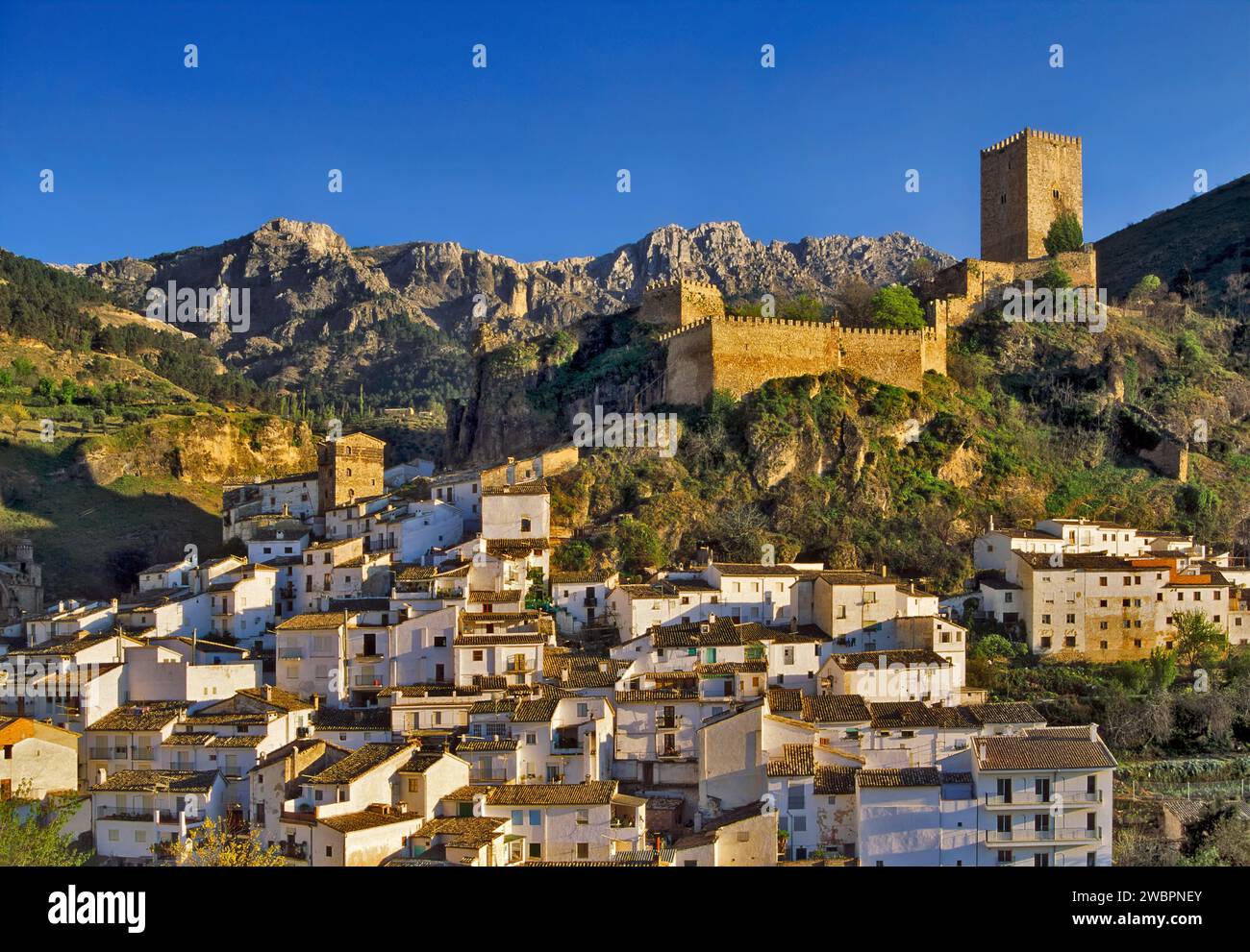 Castle, town of Cazorla from Balcon del Pintor Zabaleta, Andalusia ...