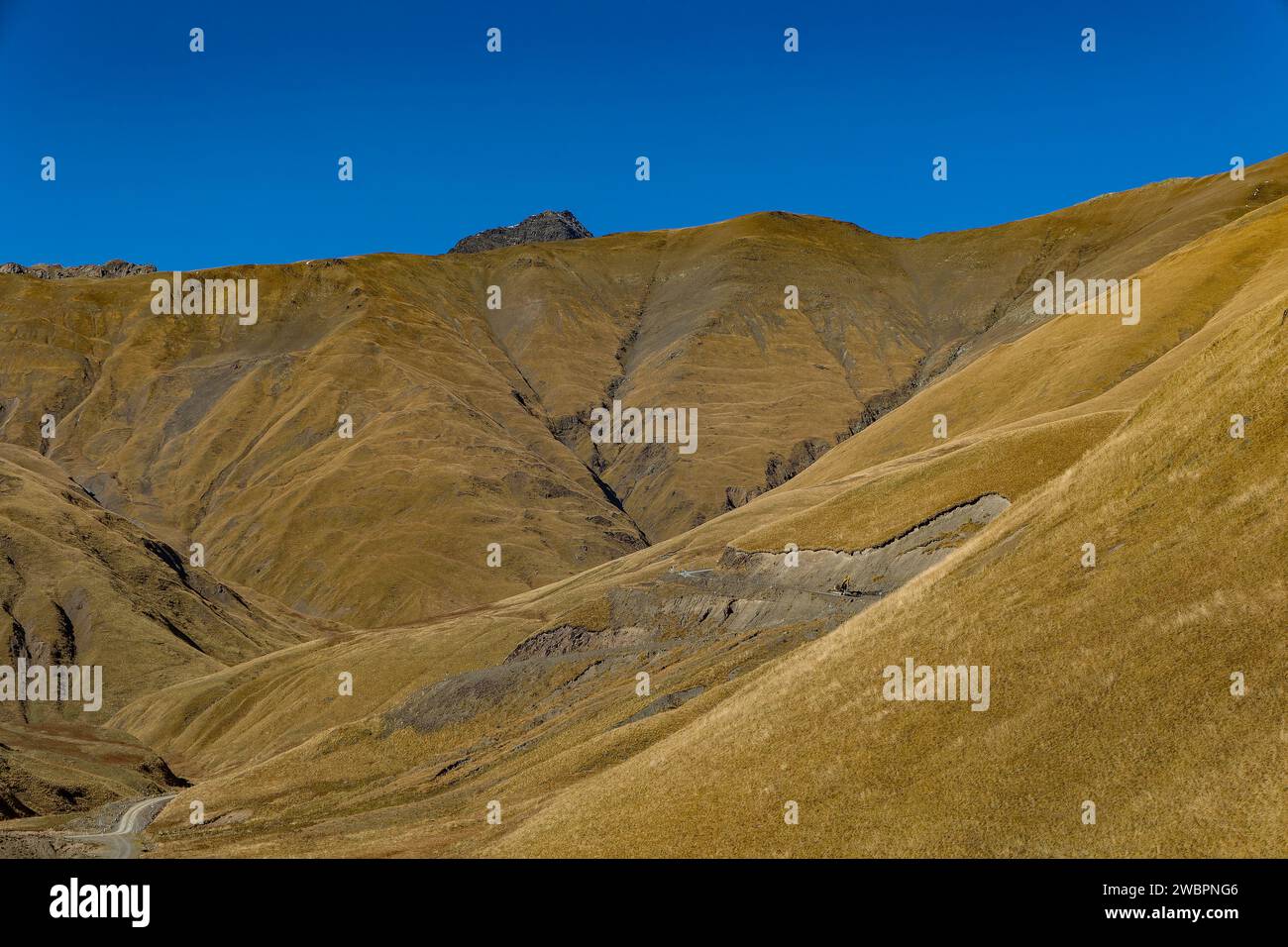 A stunning view of the majestic high mountains of Roshka, Georgia, and ...
