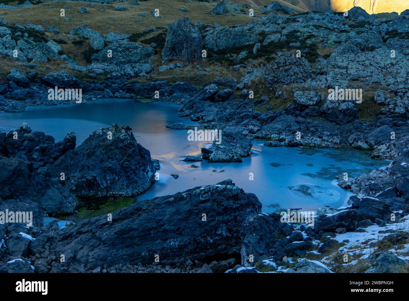 A stunning view of the majestic high mountains of Roshka, Georgia, and ...