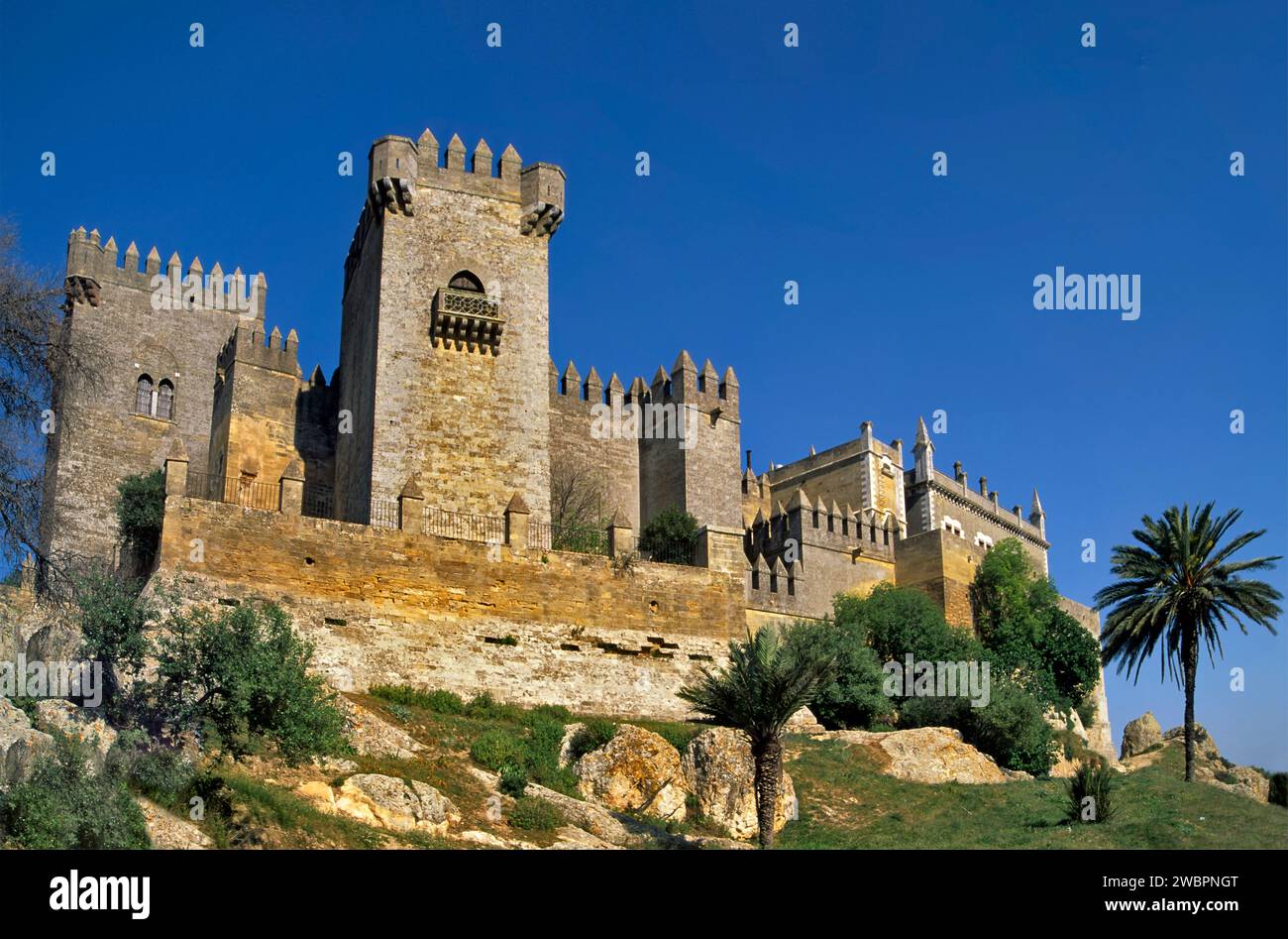 Moorish castle on hill at Almodovar del Rio, Andalusia, Spain Stock ...