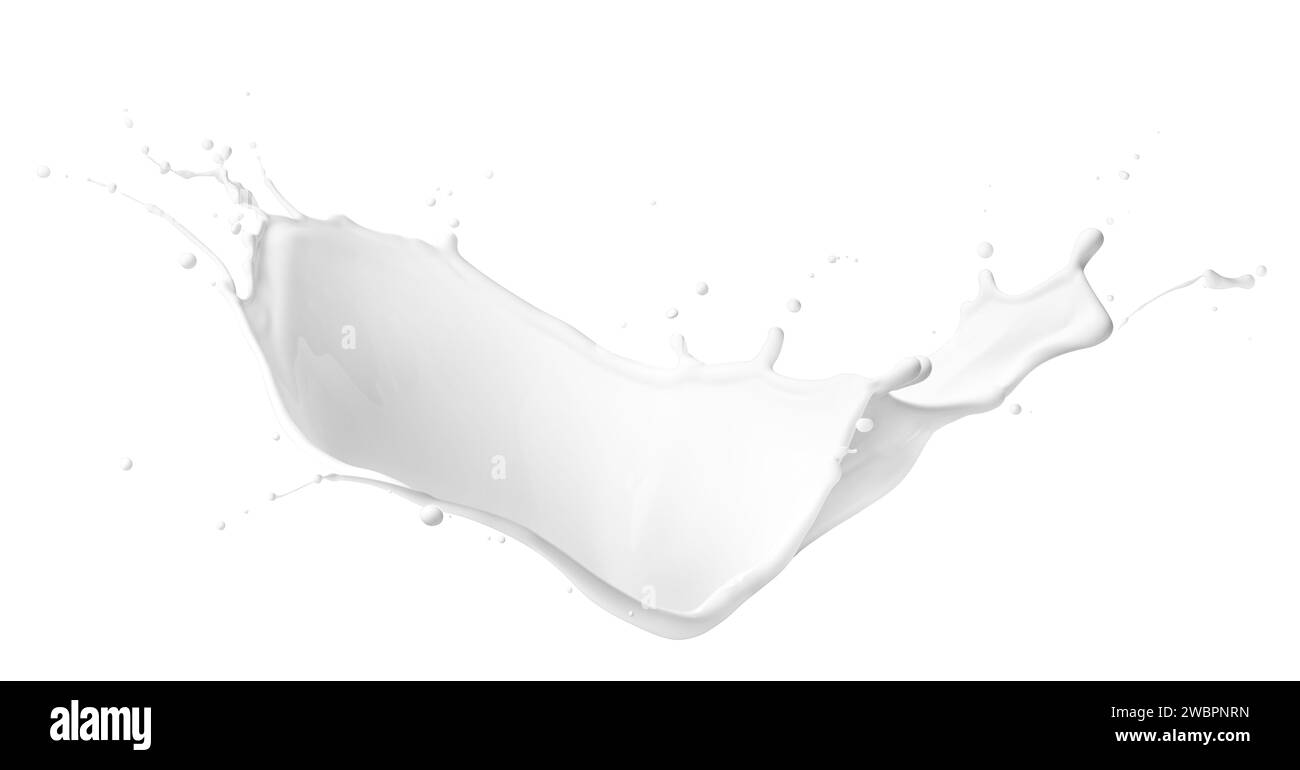 Milk splashing over white background Stock Photo - Alamy