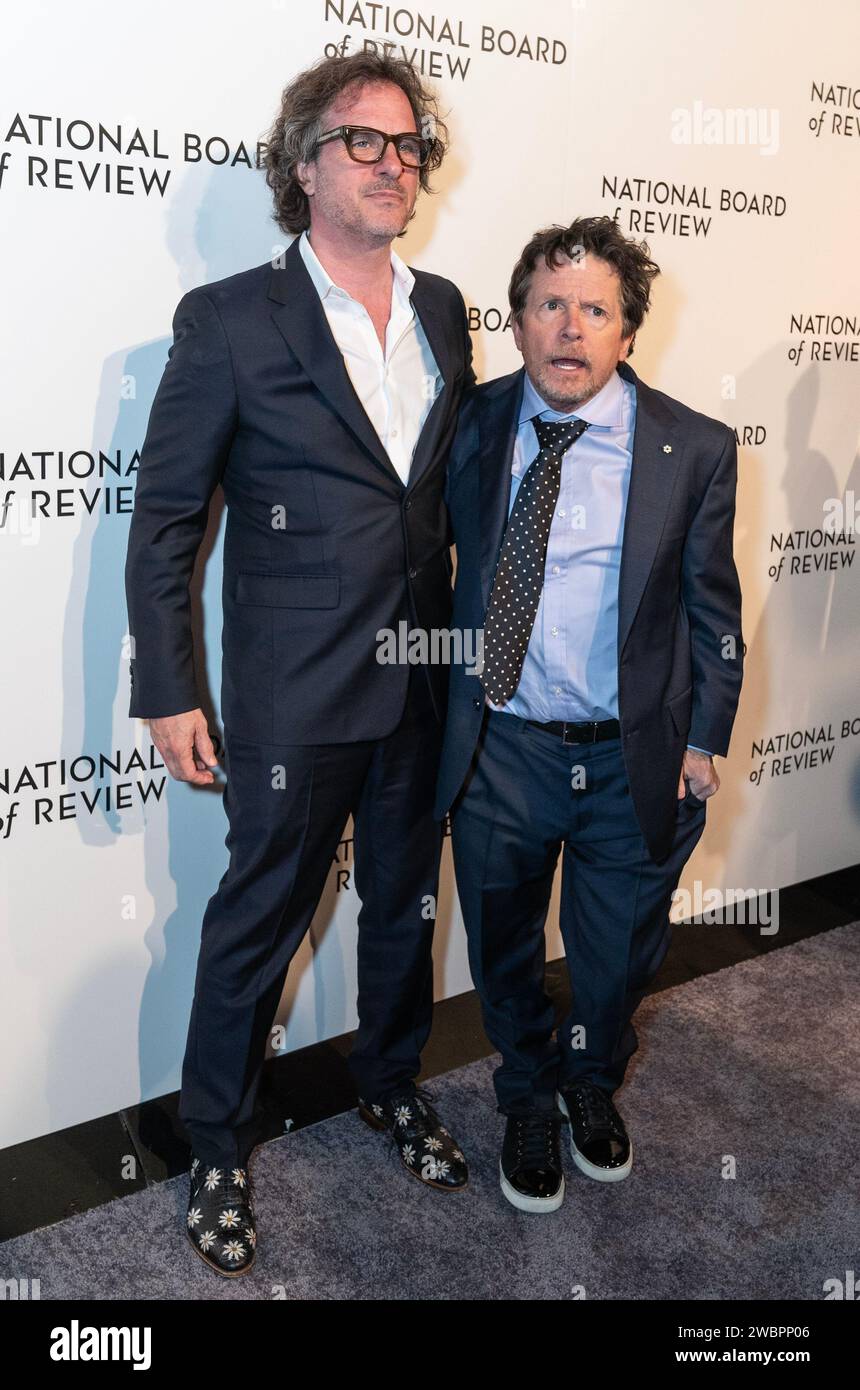 New York, USA. 11th Jan, 2024. Davis Guggenheim and Michael J. Fox ...