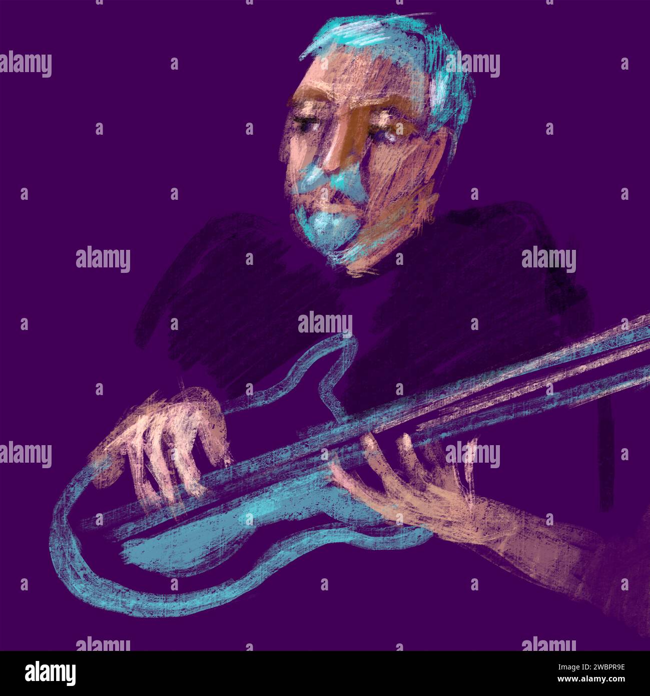 Musician with a guitar. Guitarist guitar player abstract illustration ...