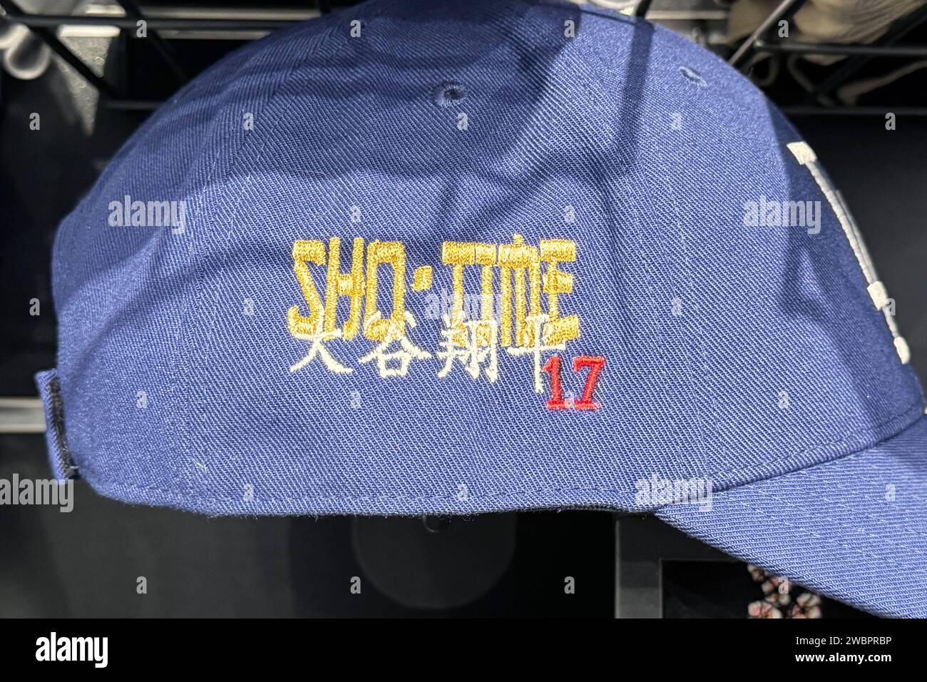 Baseball caps of Los Angeles Dodgers player Shohei Ohtani (17) at the ...