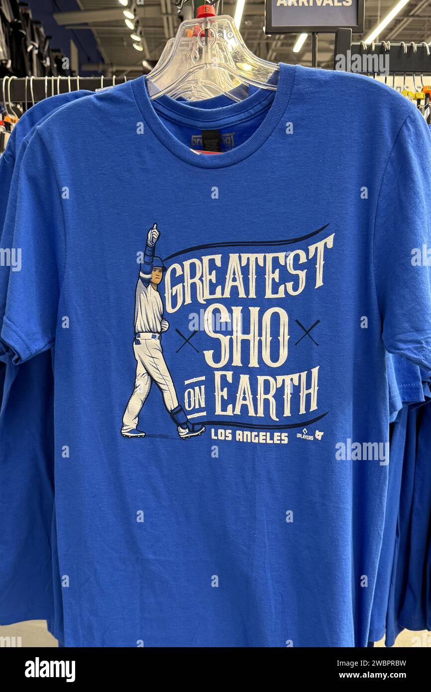 Shirts featuring Los Angeles Dodgers player Shohei Ohtani at the ...
