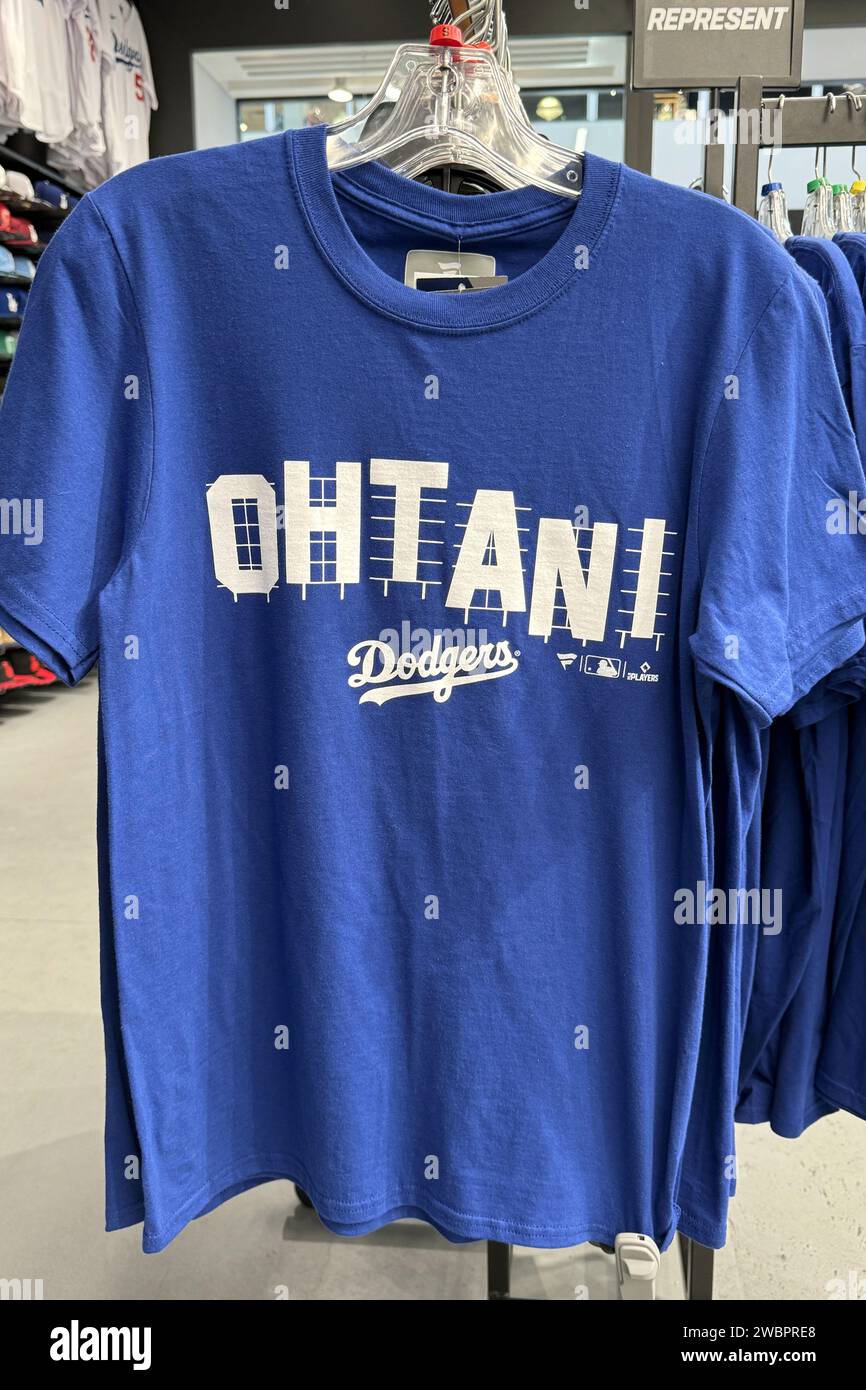 Shirts featuring Los Angeles Dodgers player Shohei Ohtani at the ...