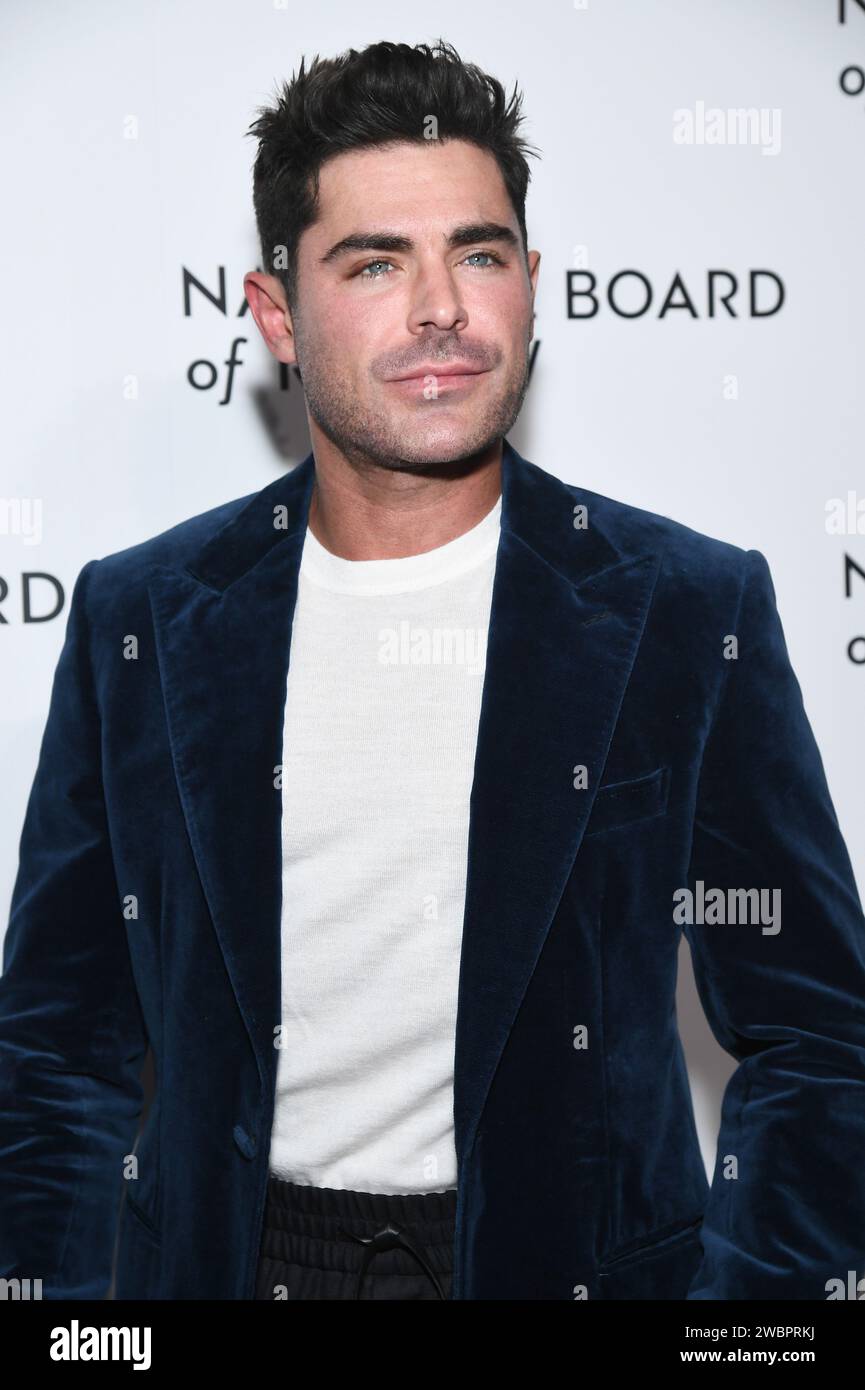 New York, USA. 11th Jan, 2024. Zac Efron attends the National Board of ...
