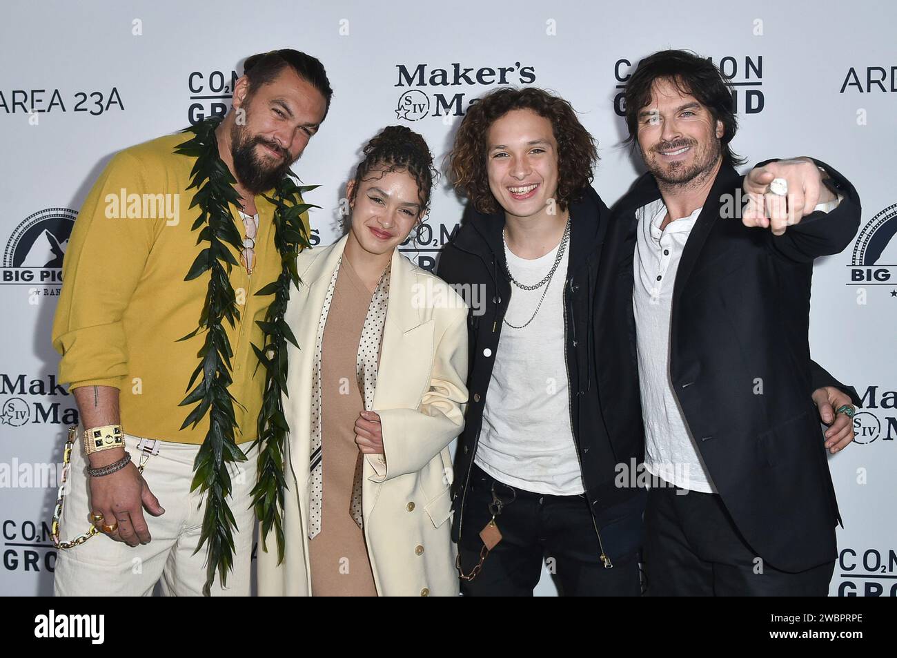 Jason Momoa, from left, Lola Iolani Momoa and Nakoa-Wolf Momoa arrive ...