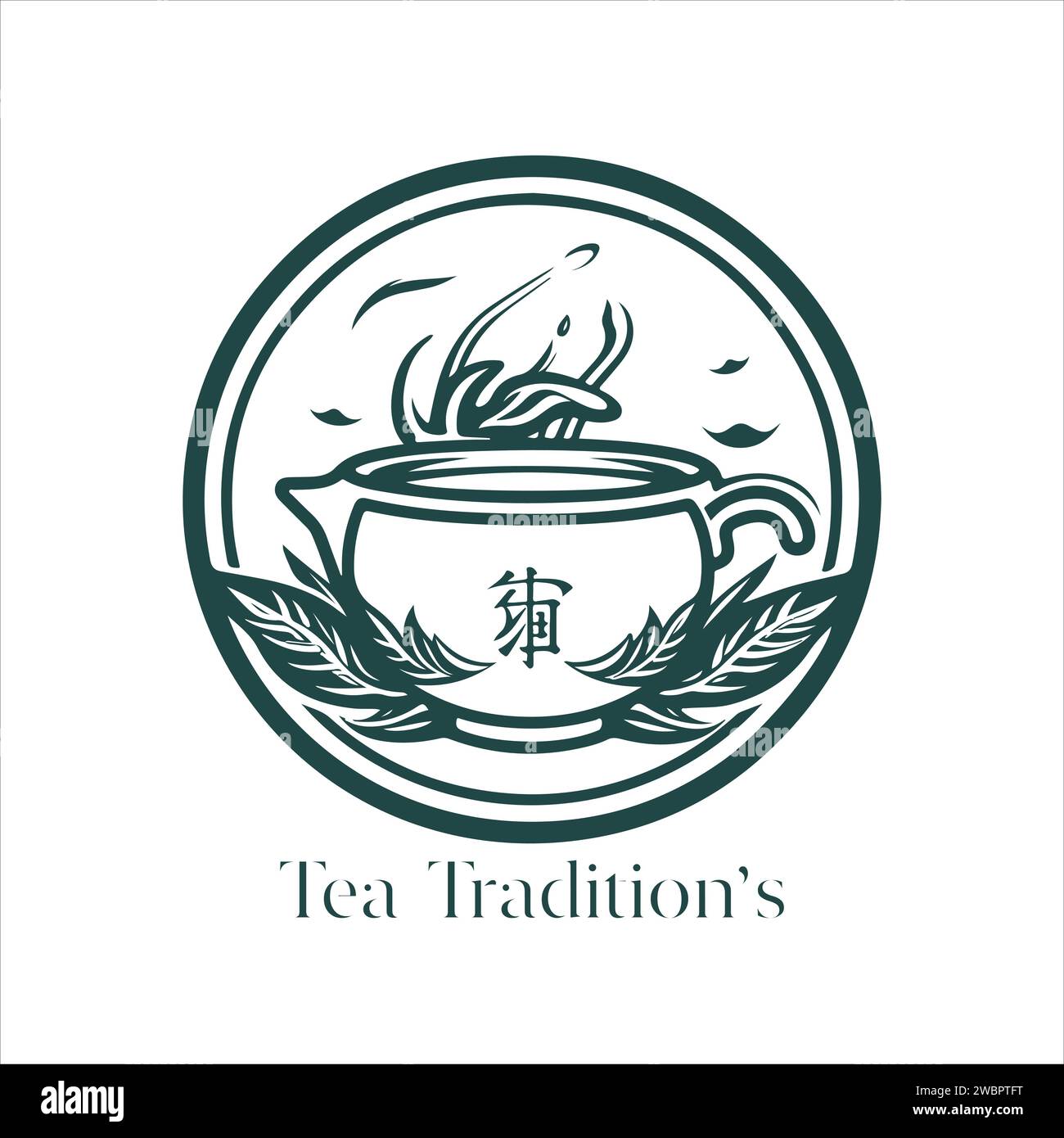 Illustration of Herbal traditional Tea. Tea Cup, tea leaves. Oriental ...