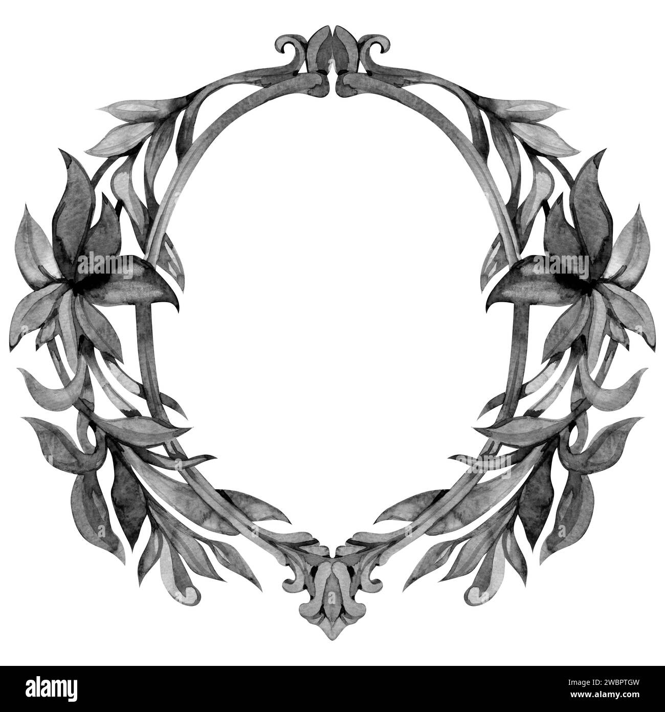 Watercolor hand drawn artistic colorful retro Victorian frame vintage ...