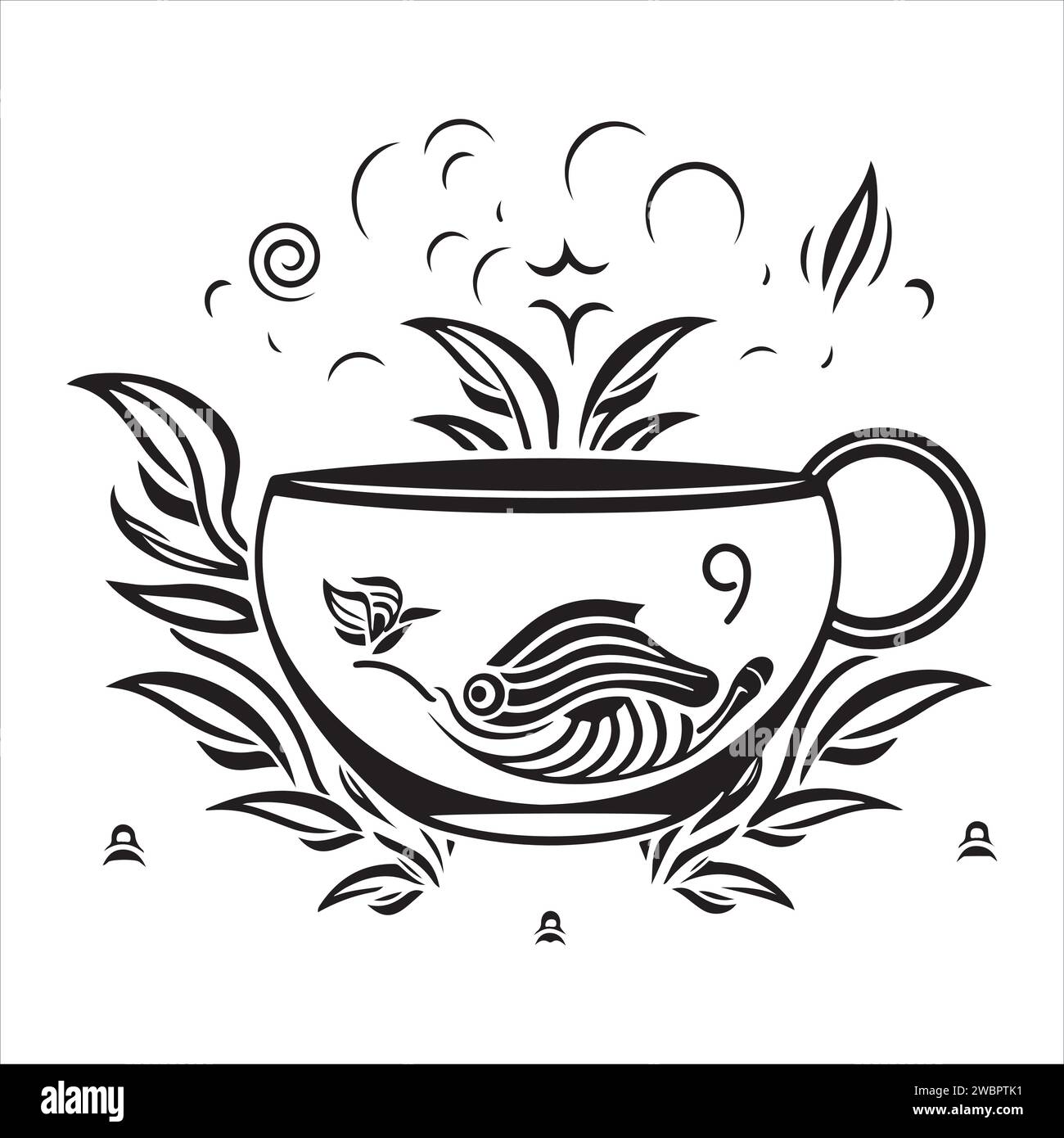 Illustration of Herbal traditional Tea. Tea Cup, tea leaves. Oriental ... Illustration of Herbal traditional Tea. Tea Cup, tea leaves. Oriental ...