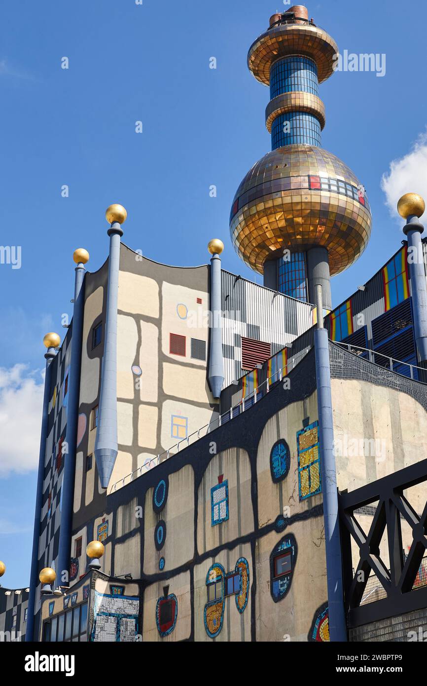 Multicolor Spitelau incinerator and tower in Vienna city center ...