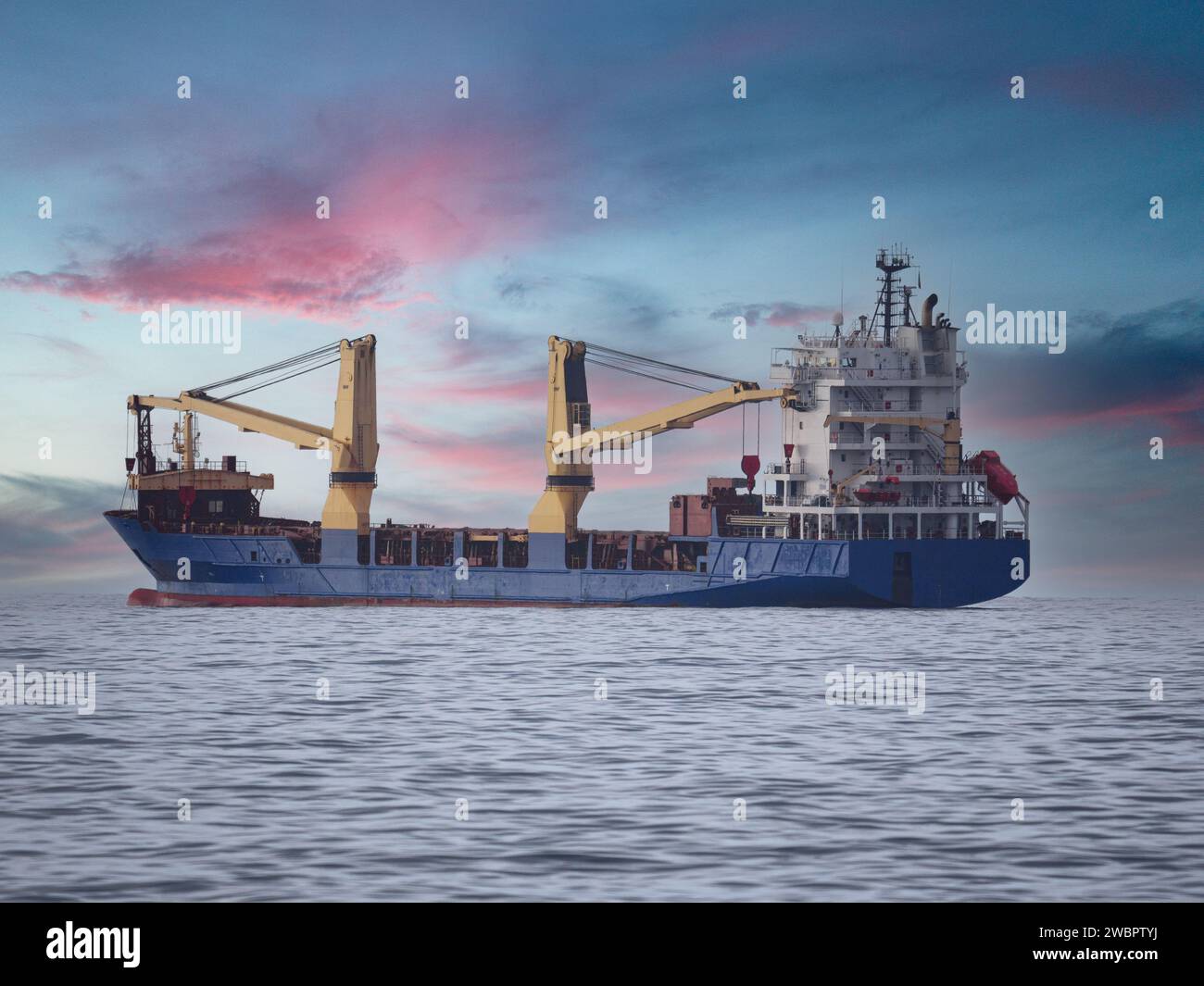 General Cargo Vessel Sailing on the open Sea Stock Photo - Alamy