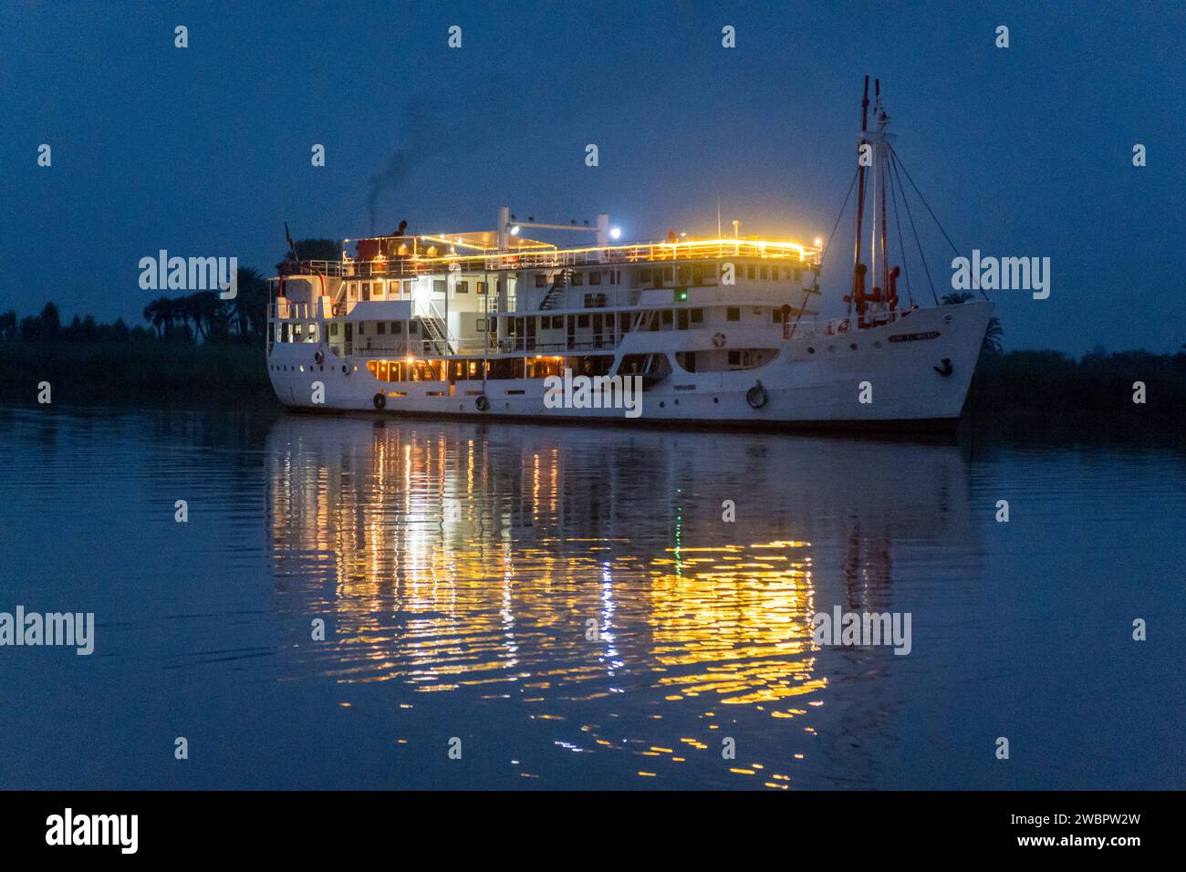 West Africa, Senegal, River Senegal. Tourist cruise ship Bou el Mogdad ...