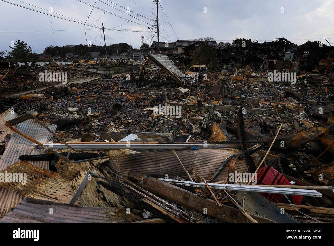 A photo shows disaster-stricken area damaged by earthquake, tsunami and ...