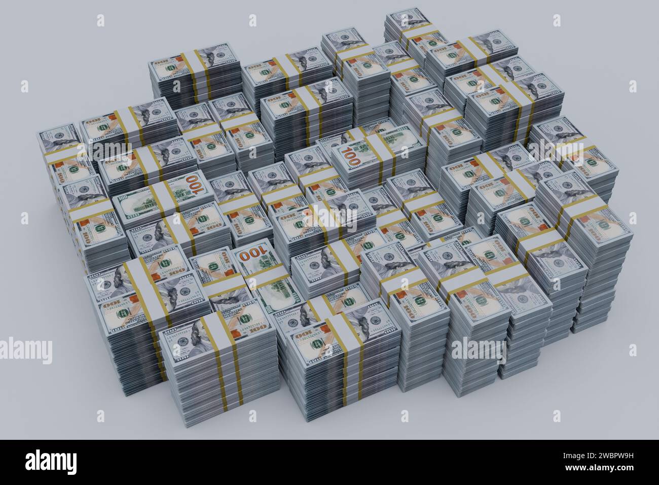 3d stack of money Stock Photo - Alamy