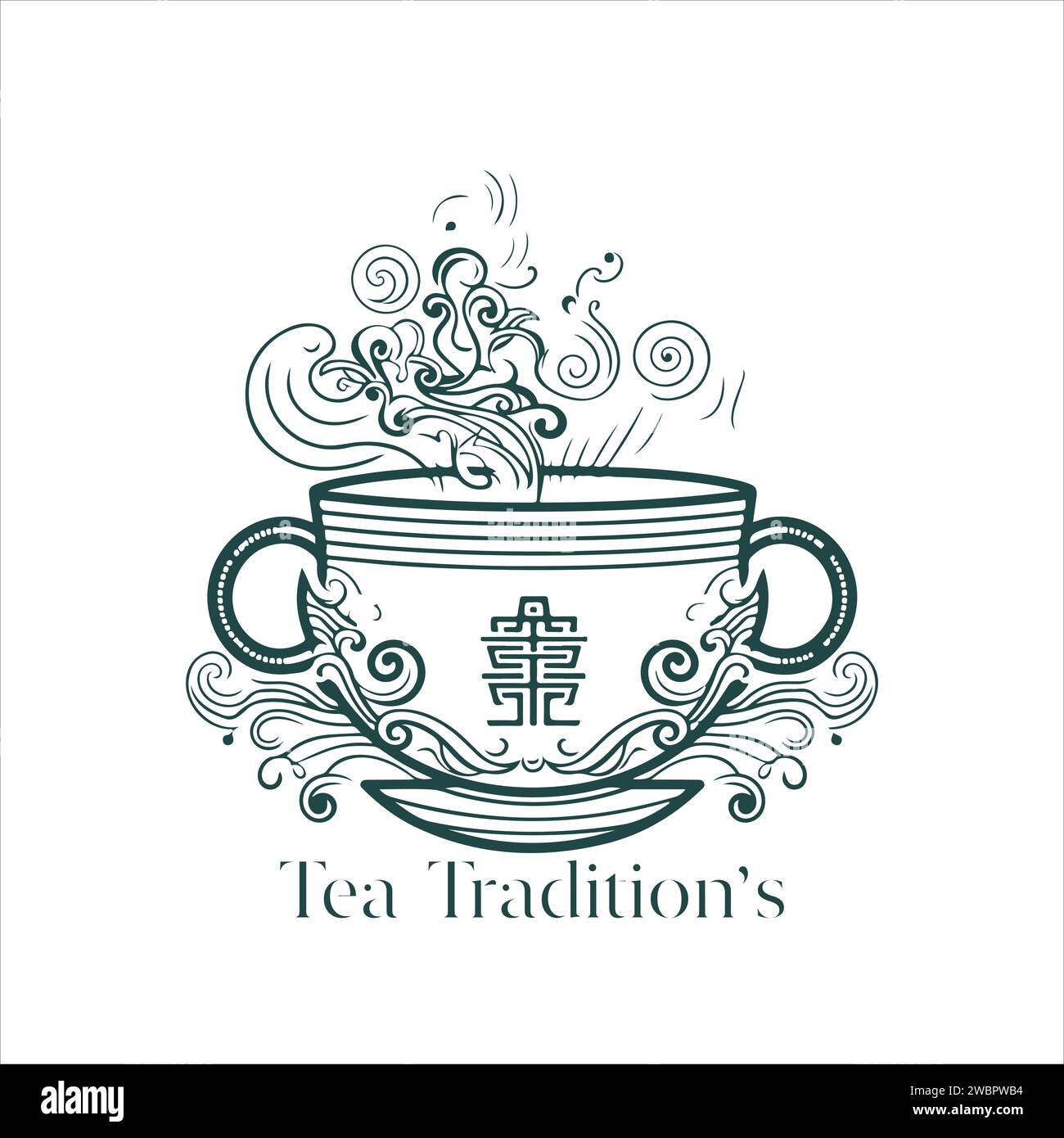 Illustration of Herbal traditional Tea. Tea Cup, tea leaves. Oriental ...