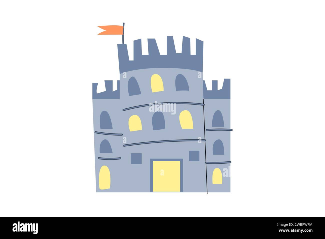 Hand drawn Castle tower icon in cartoon style. Vector illustration ...