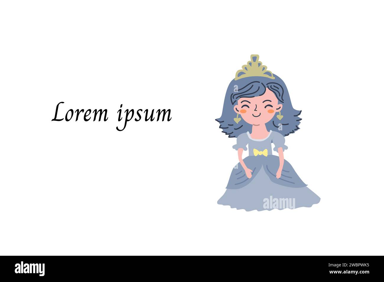 cute princess greeting card or invitation banner. Vector illustration ...