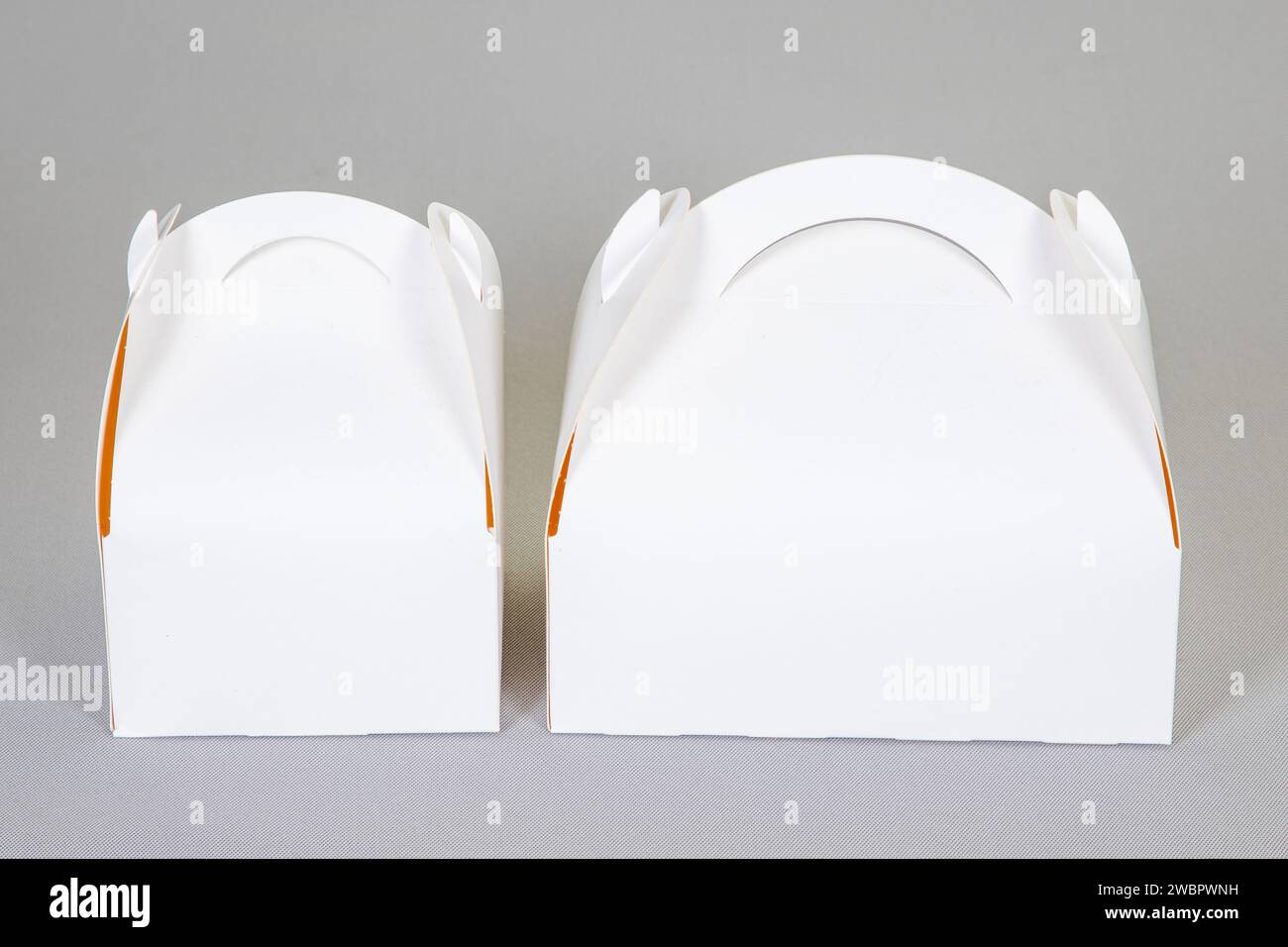 handle blank two pastry box white empty mockup 2 boxes isolated on grey ...