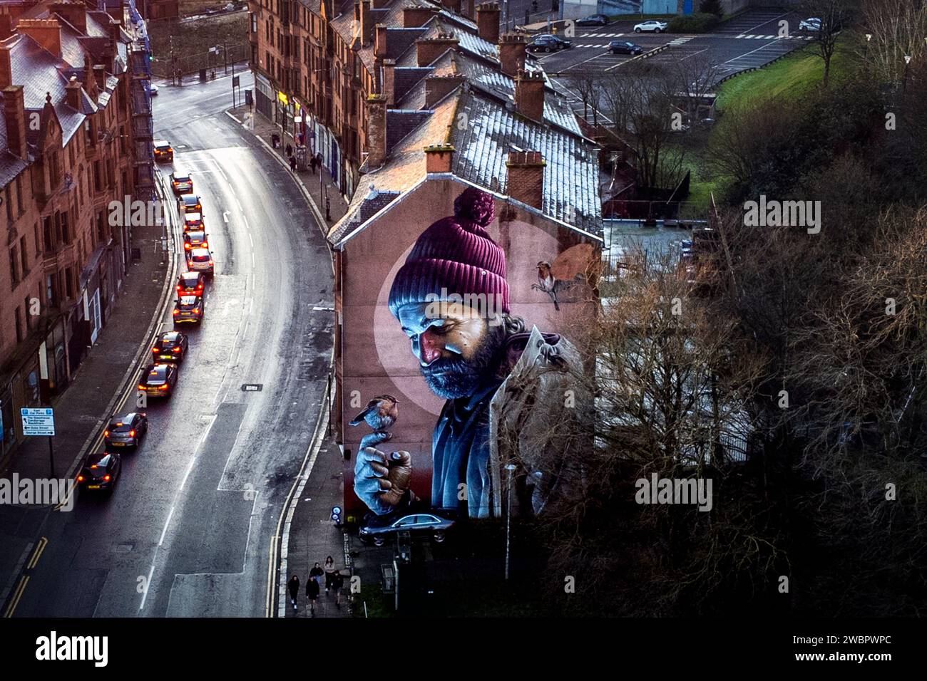 One of Glasgow's best-known murals, by street artist Smug, depicting a ...