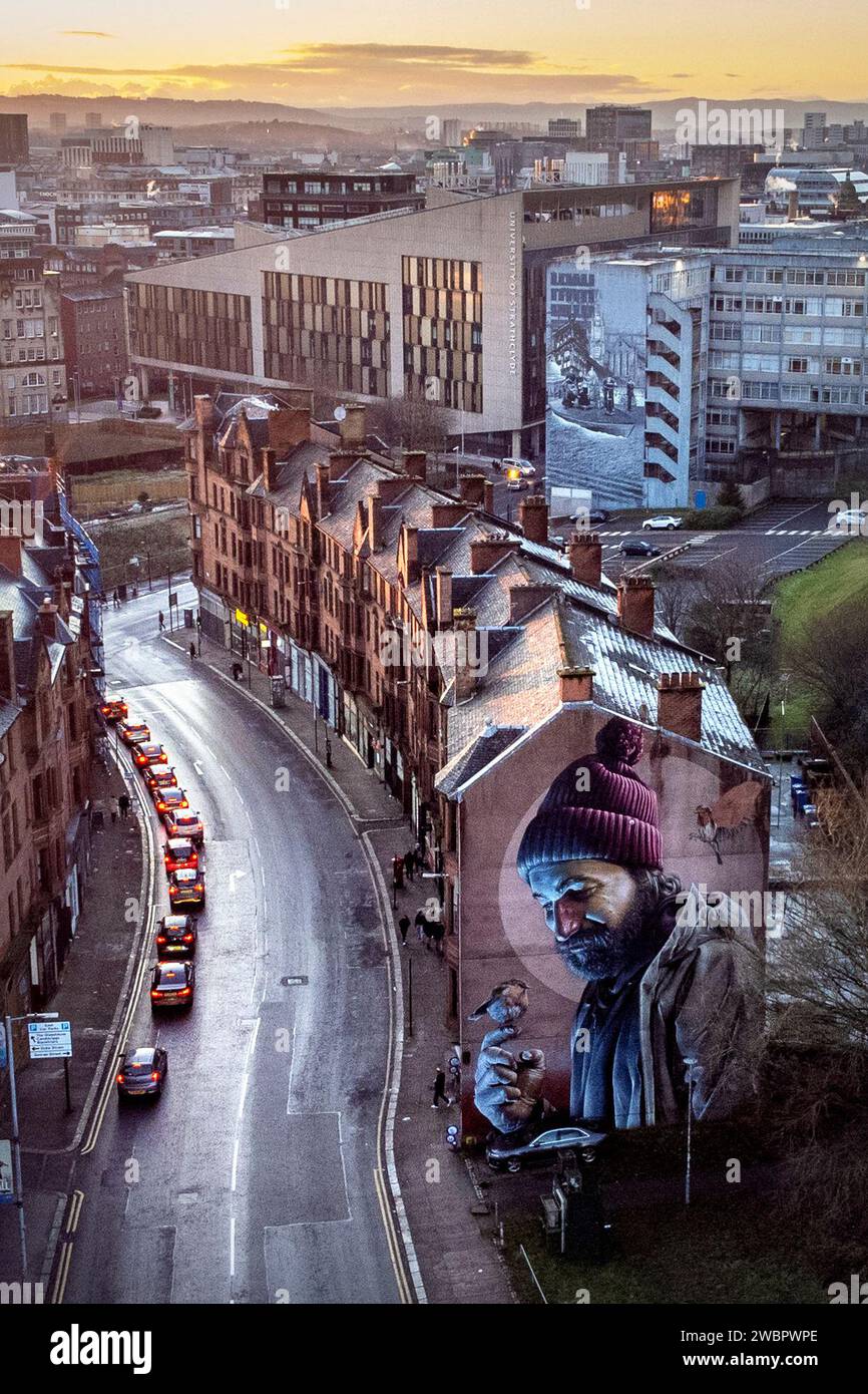 One of Glasgow's best-known murals, by street artist Smug, depicting a ...