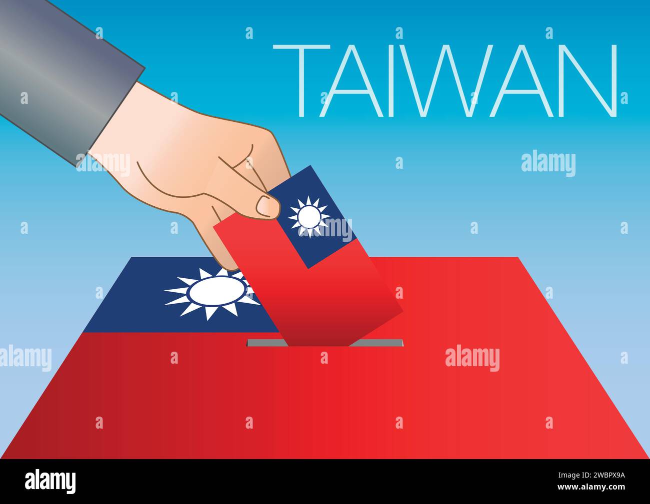 Taiwan, asiatic country, ballot box, flag and symbols, vector ...