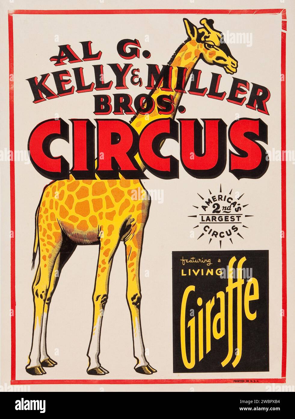 Kelly & Miller Bros. Circus Vintage Poster (c. 1910) featuring a living ...