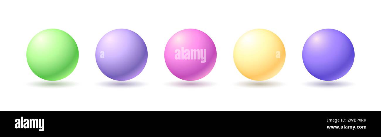 Set of pastel colored balls in the style of y2k bright colors Stock ...