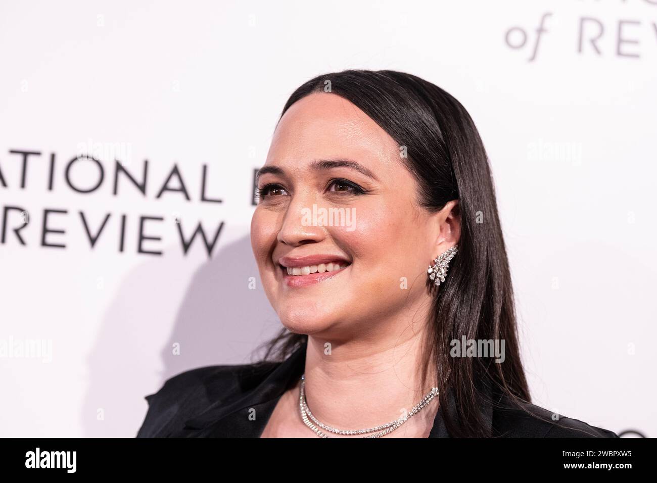 New York, USA. 11th Jan, 2024. Lily Gladstone wearing dress by Batsheva ...