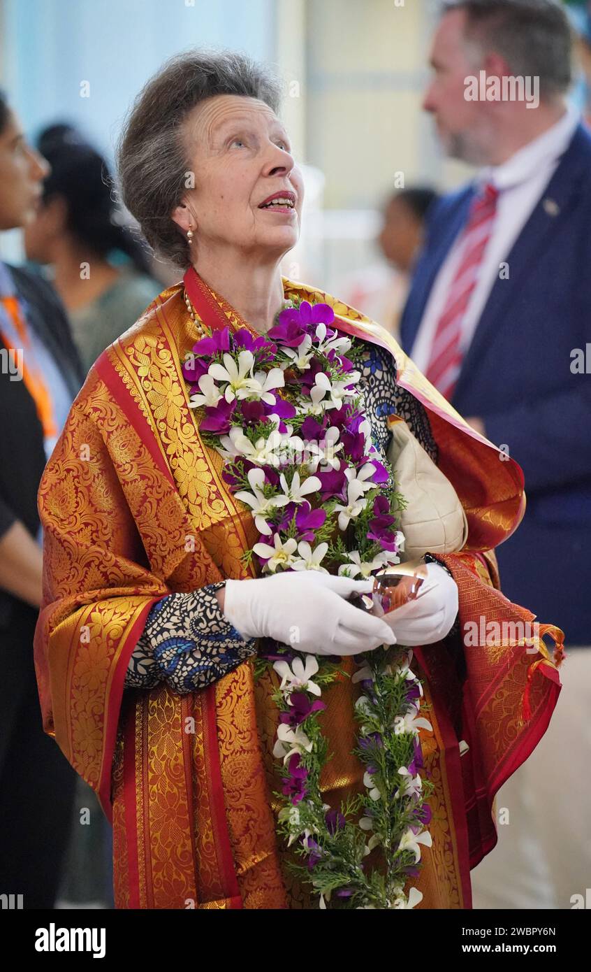 The Princess Royal during a visit to Vajira Pillayar Kovil Hindu temple ...