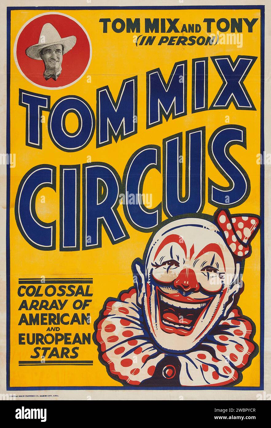 Western star Tom Mix Circus Poster (Tom Mix Circus, 1937) feat a clown ...