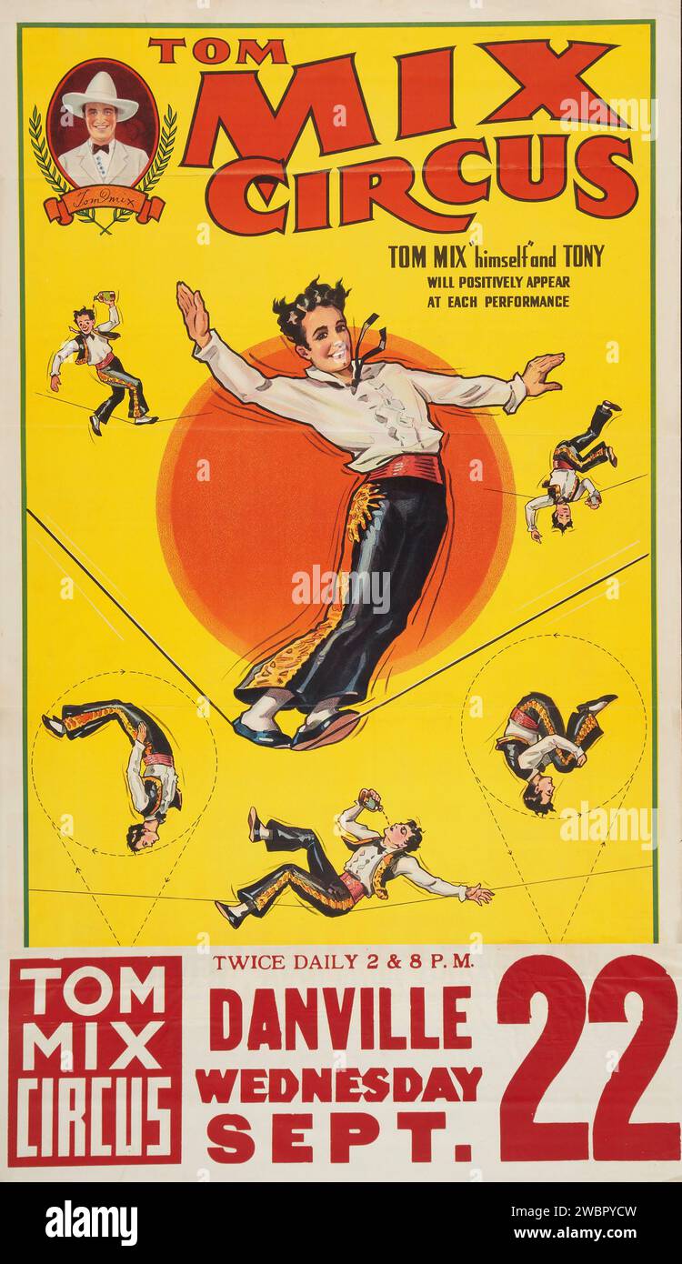 Tom Mix Circus Poster (Tom Mix Circus, 1937) walk on a tightrope ...