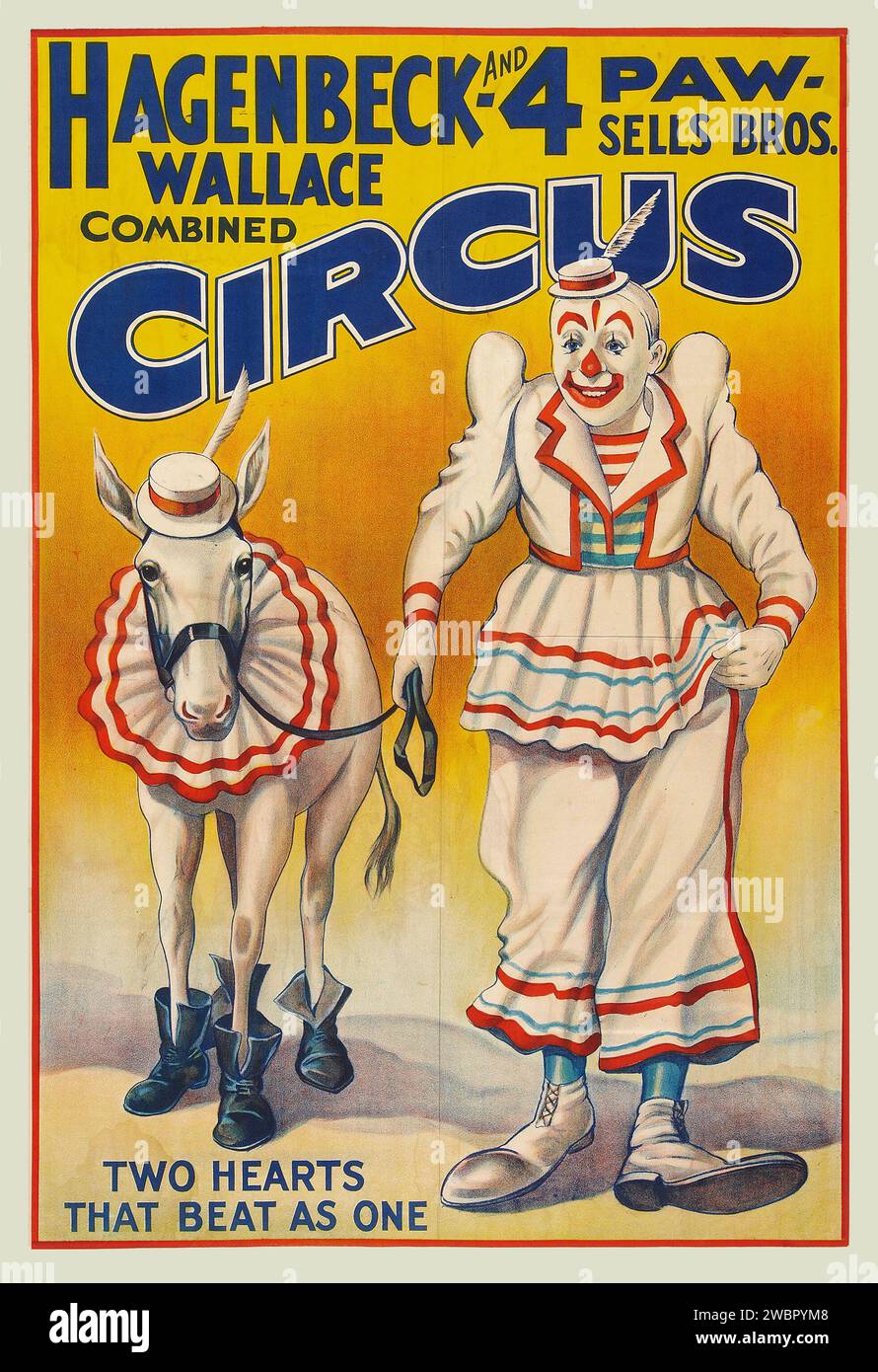 Circus Poster (Hagenbeck Wallace & 4 Paw-Sells Bros, 1930s) feat a ...
