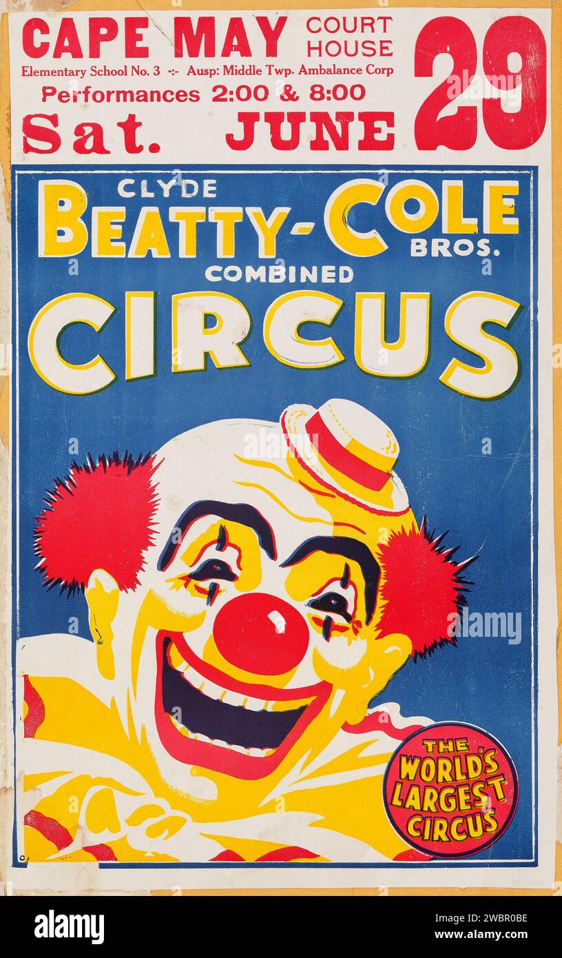 Clyde Beatty-Cole Bros. Circus Poster (1957) Vintage Circus Window Card ...
