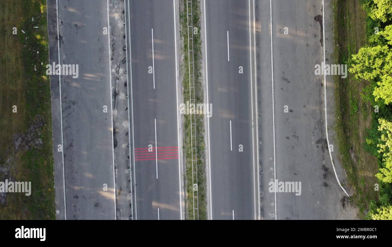 Aerial View Cargo Truck. Large Delivery Truck is Moving. Aerial Shot Of ...